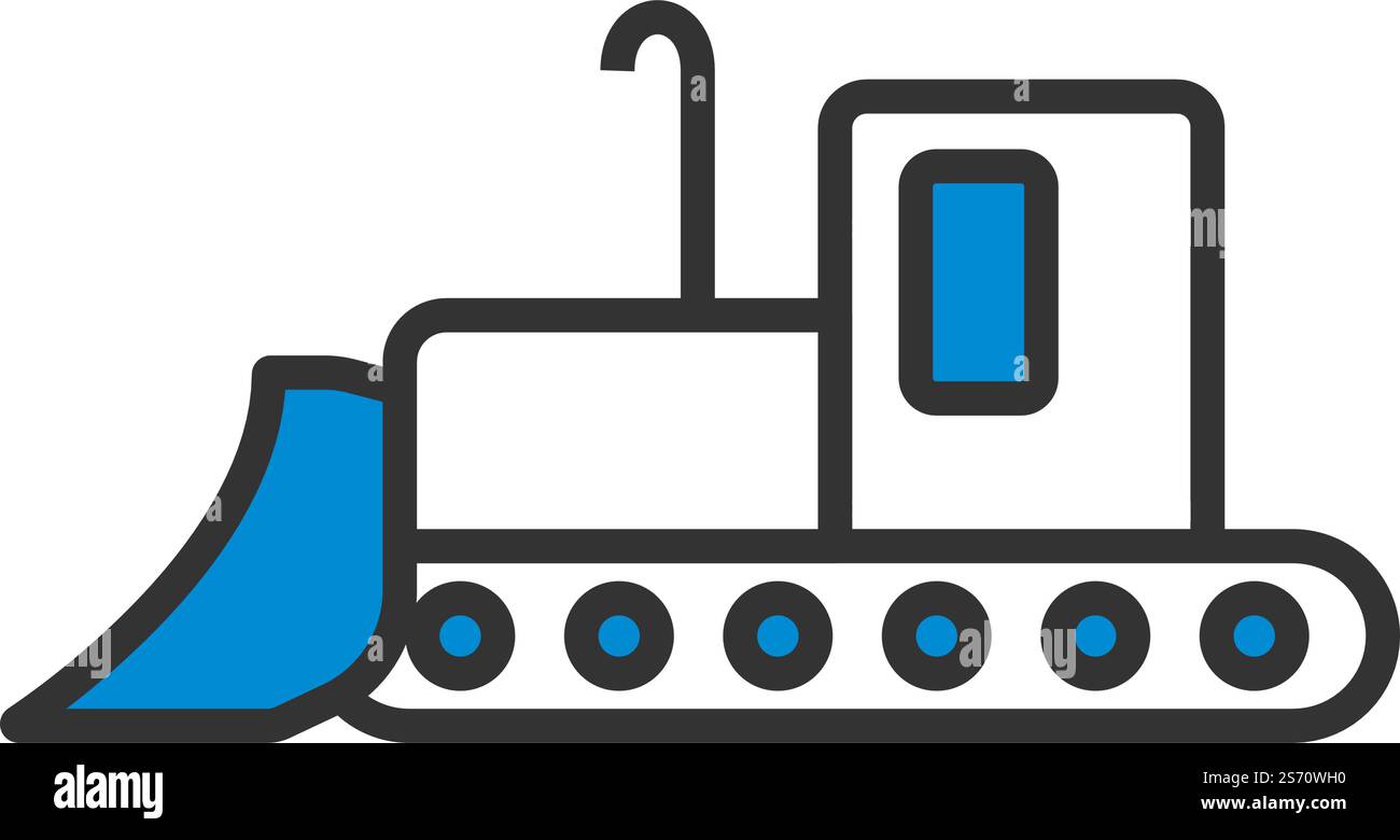 Icon Of Construction Bulldozer. Editable Bold Outline With Color Fill ...
