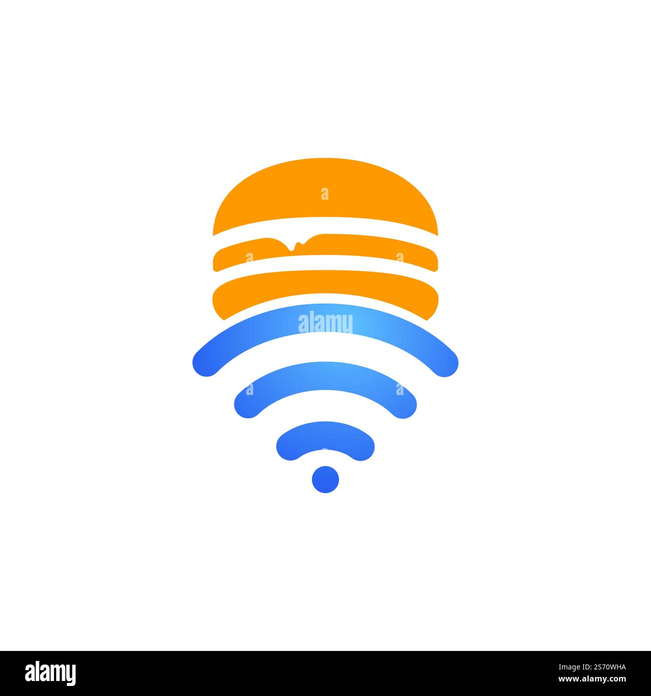 Online food logo design concept. Hamburger and WiFi signal symbol or ...