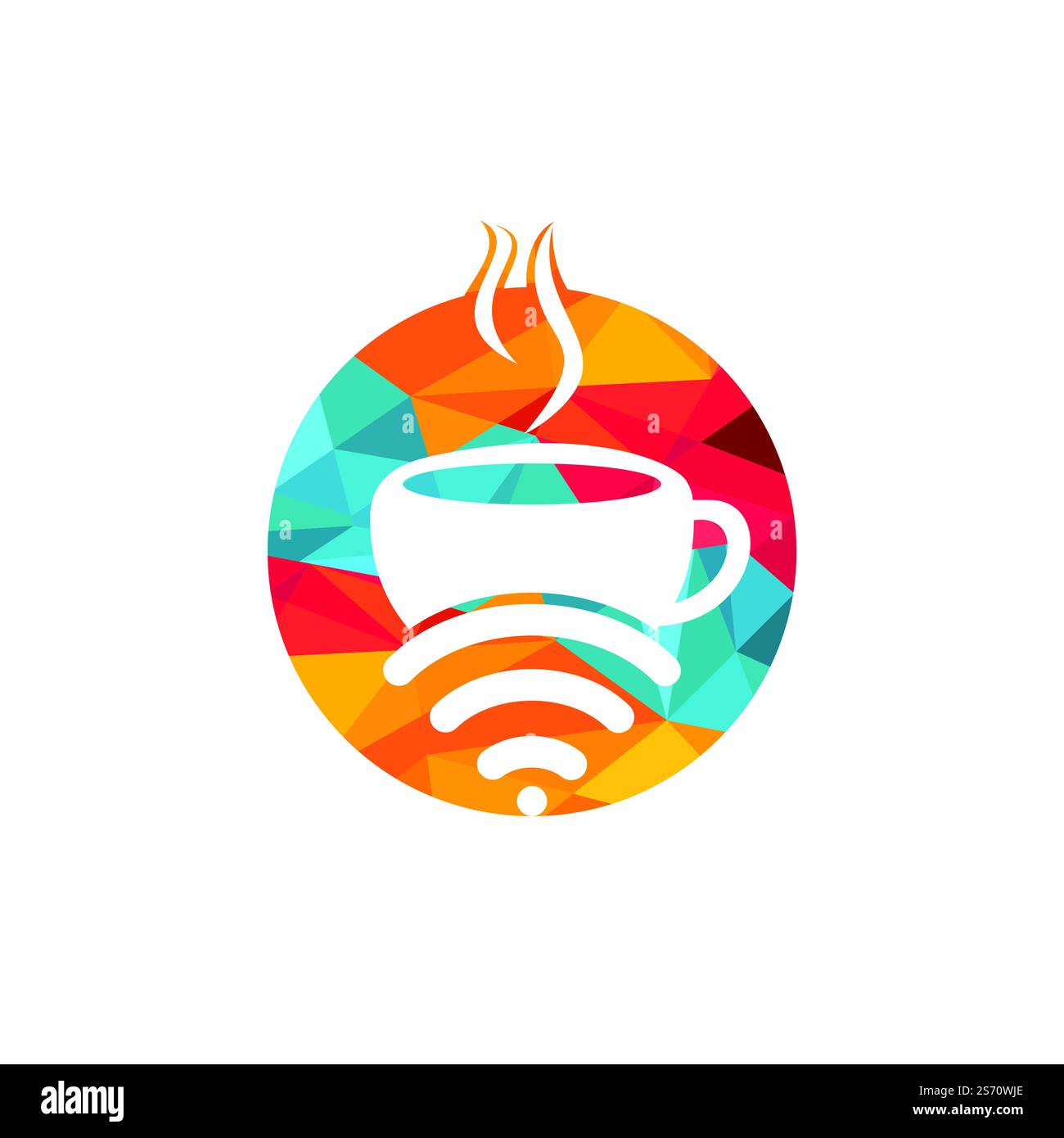 Coffee cup with WiFi vector icon logo. Creative logo design template ...