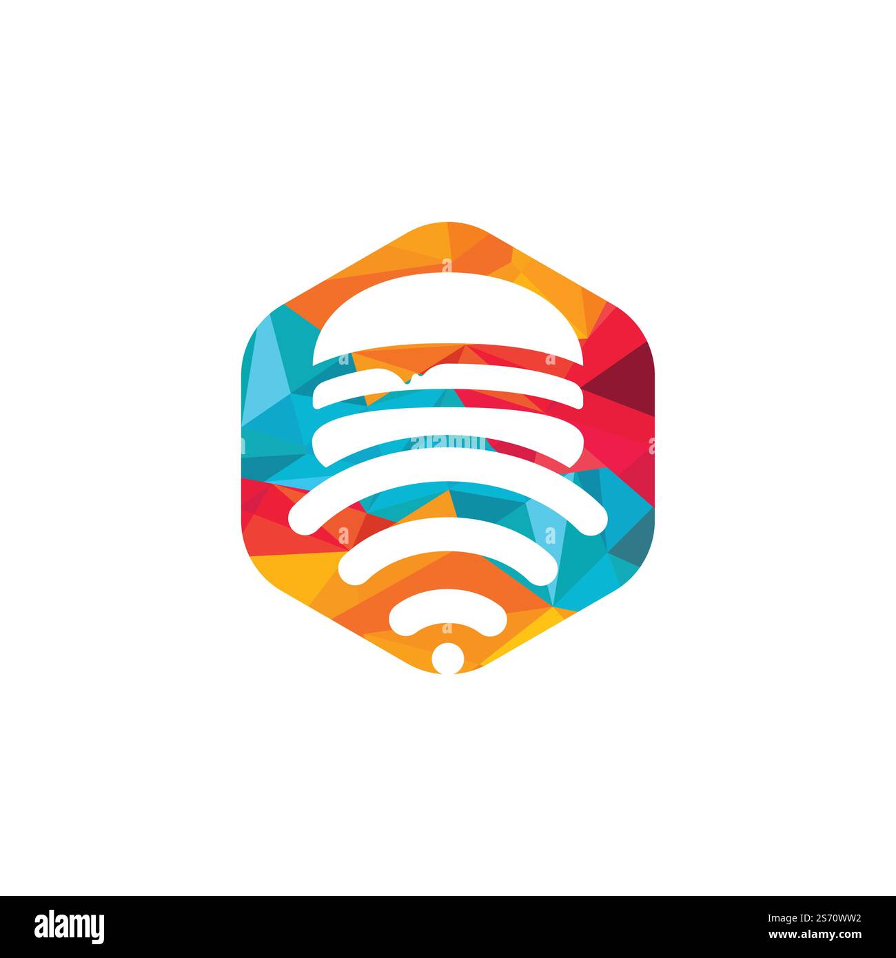 Online food logo design concept. Hamburger and WiFi signal symbol or ...