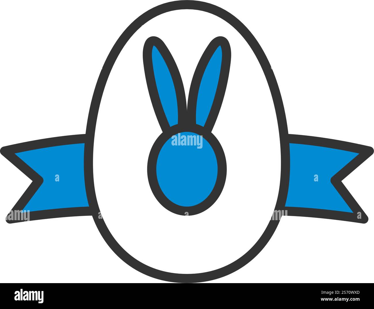 Easter Egg With Ribbon Icon. Editable Bold Outline With Color Fill ...