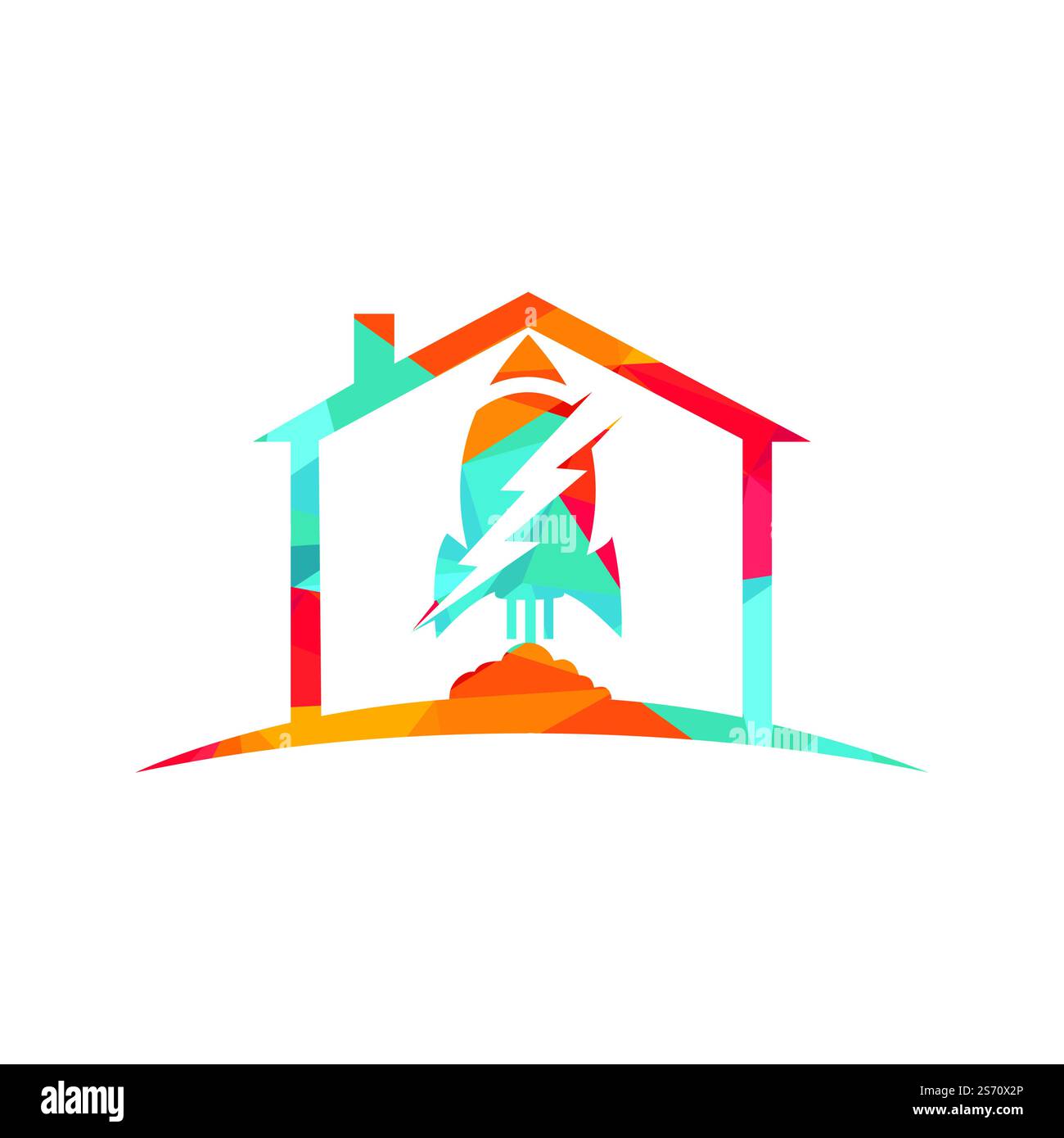 Electric rocket vector logo design. Rocket with thunderbolt and home ...