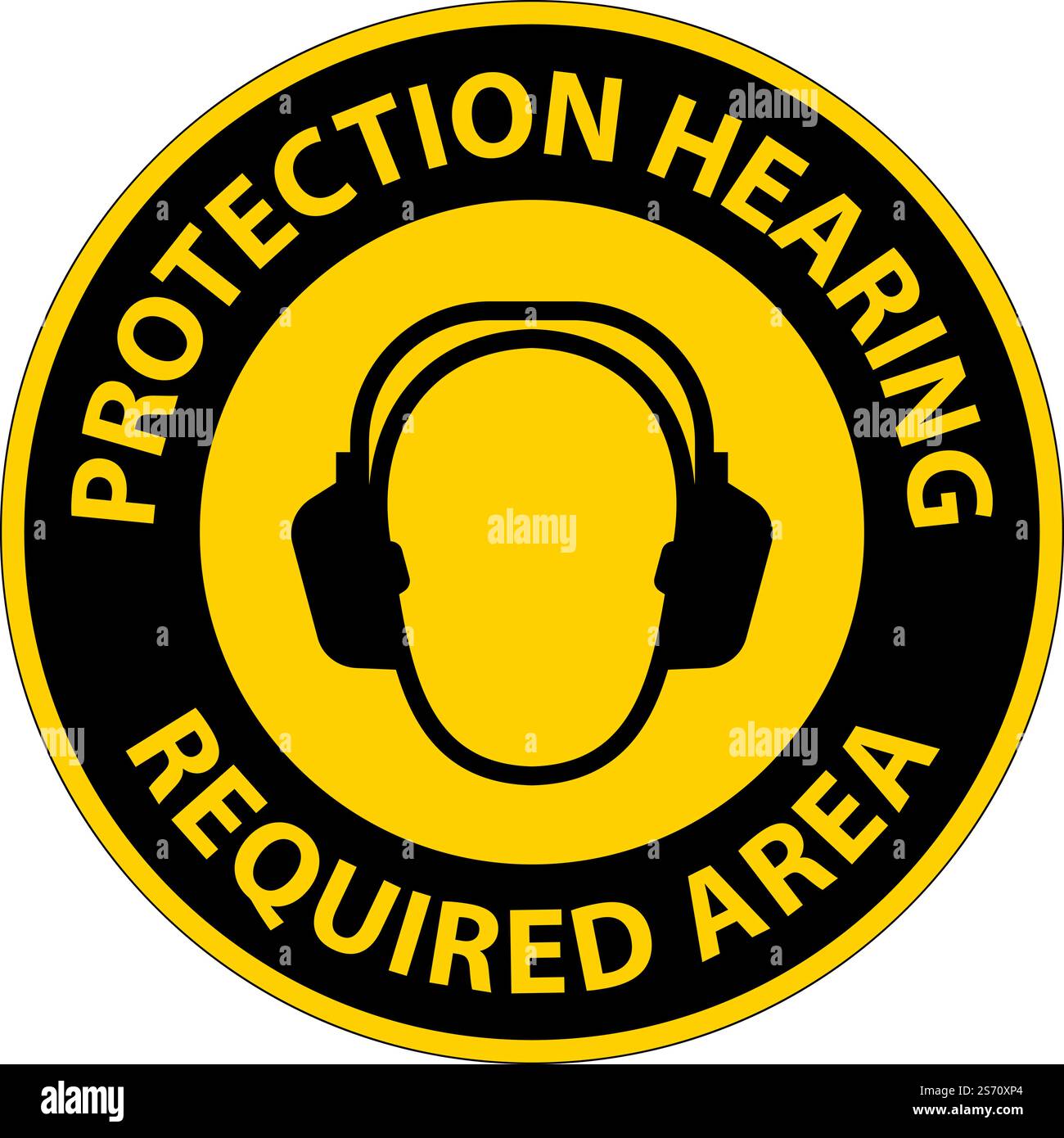 Caution Double Hearing Protection Sign On White Background Stock Vector ...