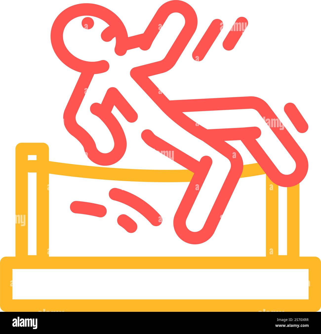 fall fence accident color icon vector. fall fence accident sign ...