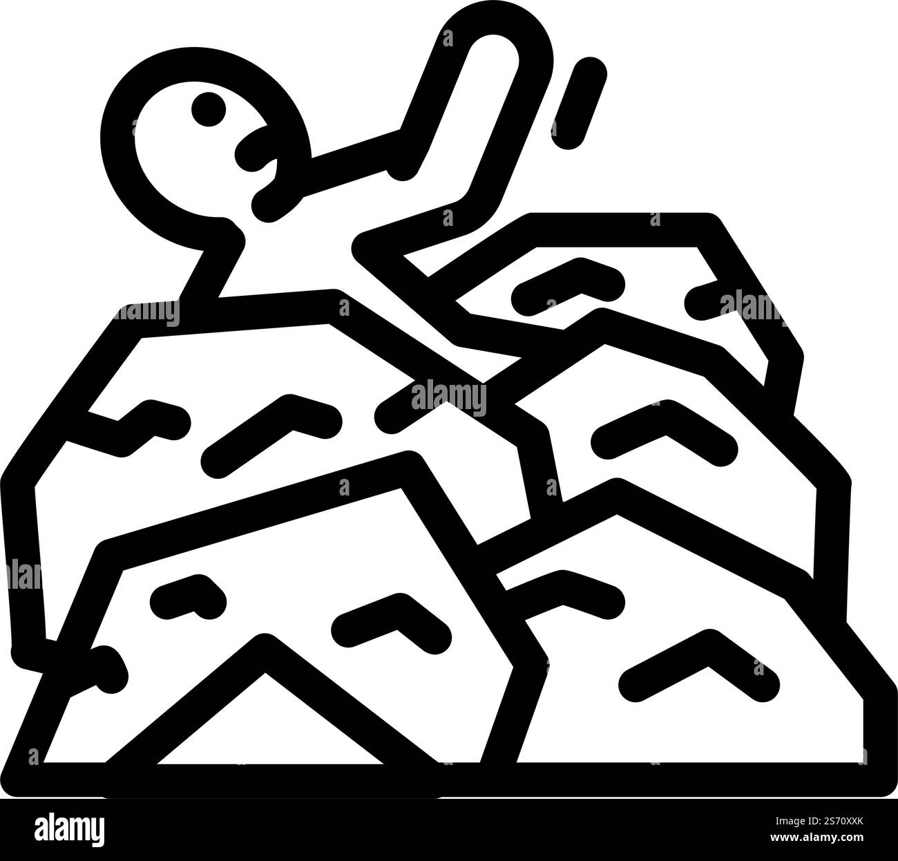 man fill up sand accident line icon vector. man fill up sand accident ...