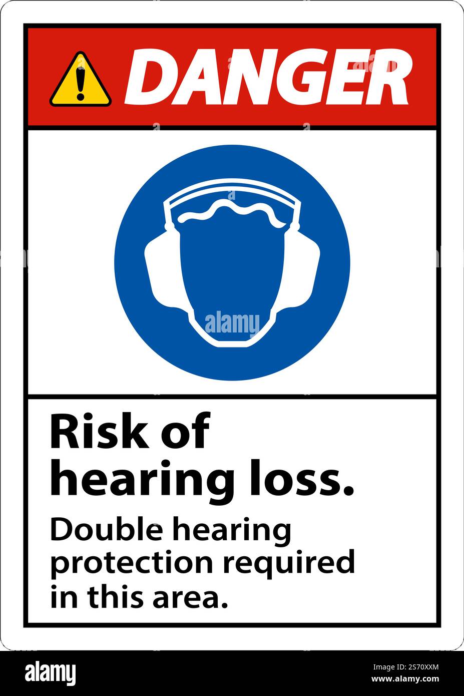 Danger Double Hearing Protection Sign On White Background Stock Vector ...