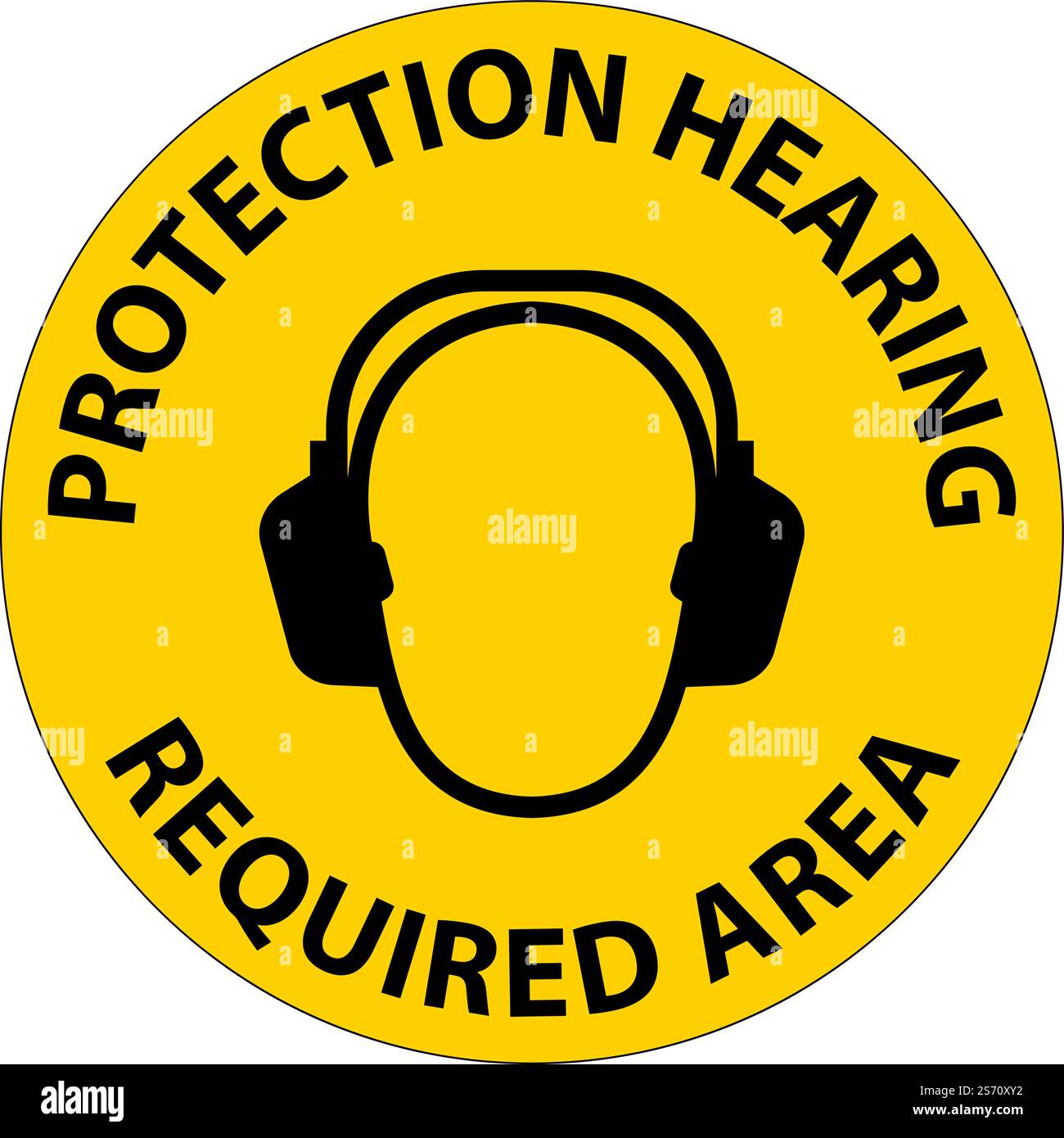 Caution Double Hearing Protection Sign On White Background Stock Vector ...