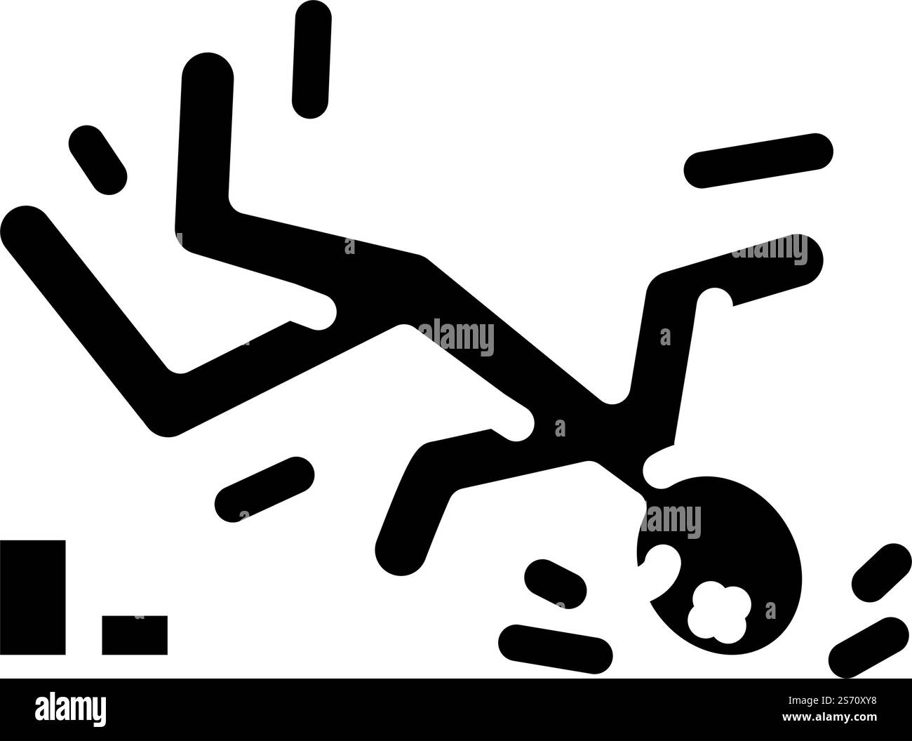 drop head kick accident glyph icon vector. drop head kick accident sign ...