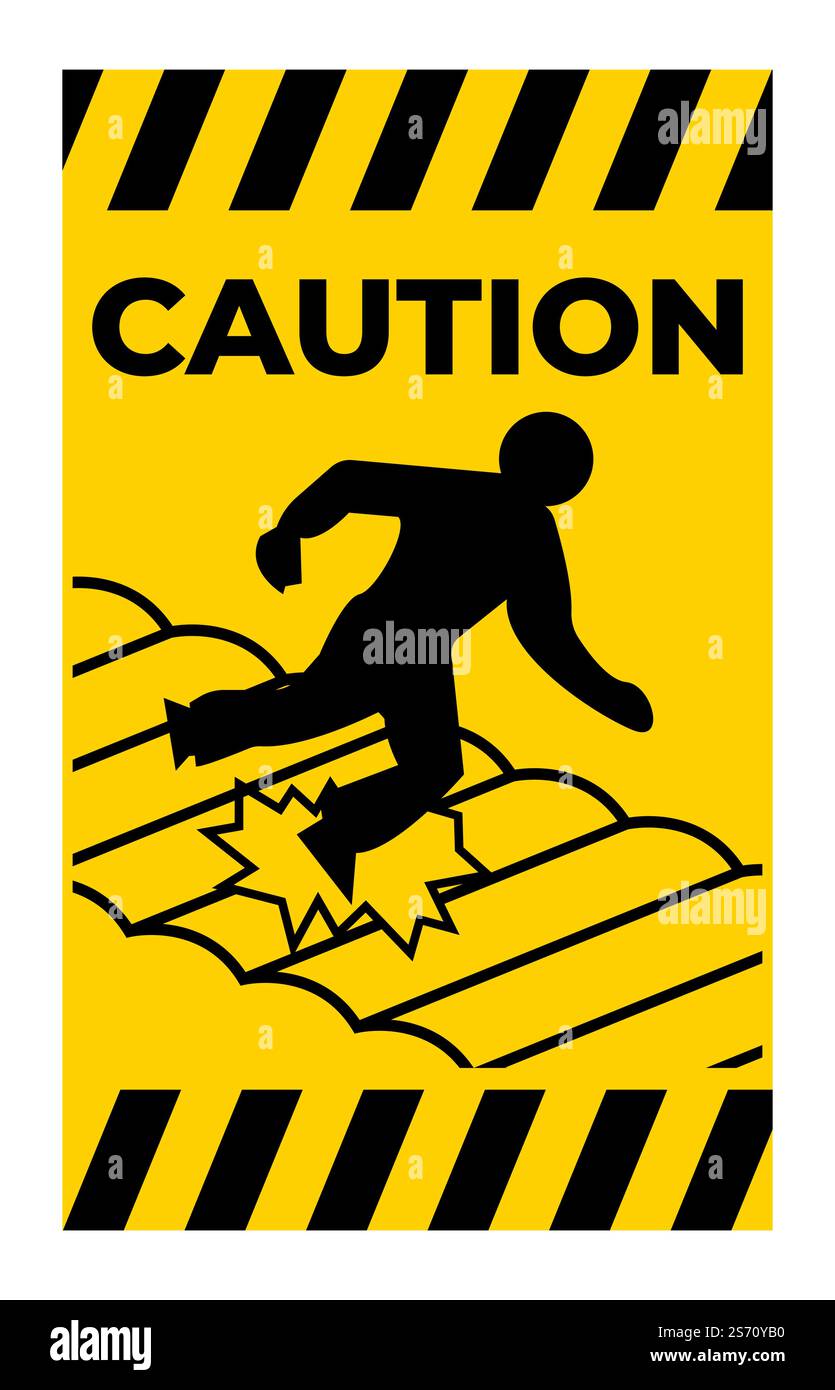 Warning Fragile Roof Sign On White Background Stock Vector Image & Art ...