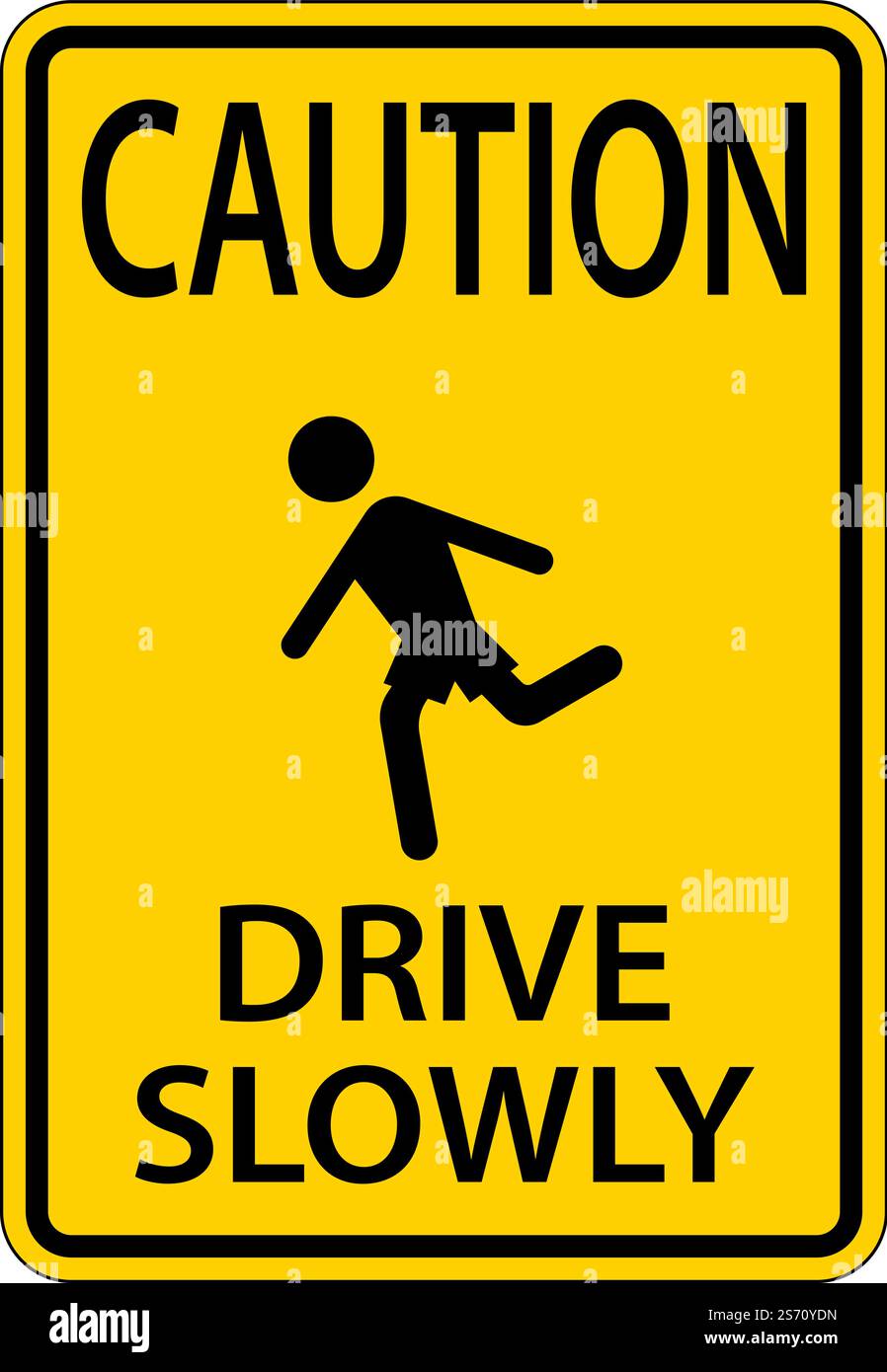 Caution Drive Slowly sign On White Background Stock Vector Image & Art ...