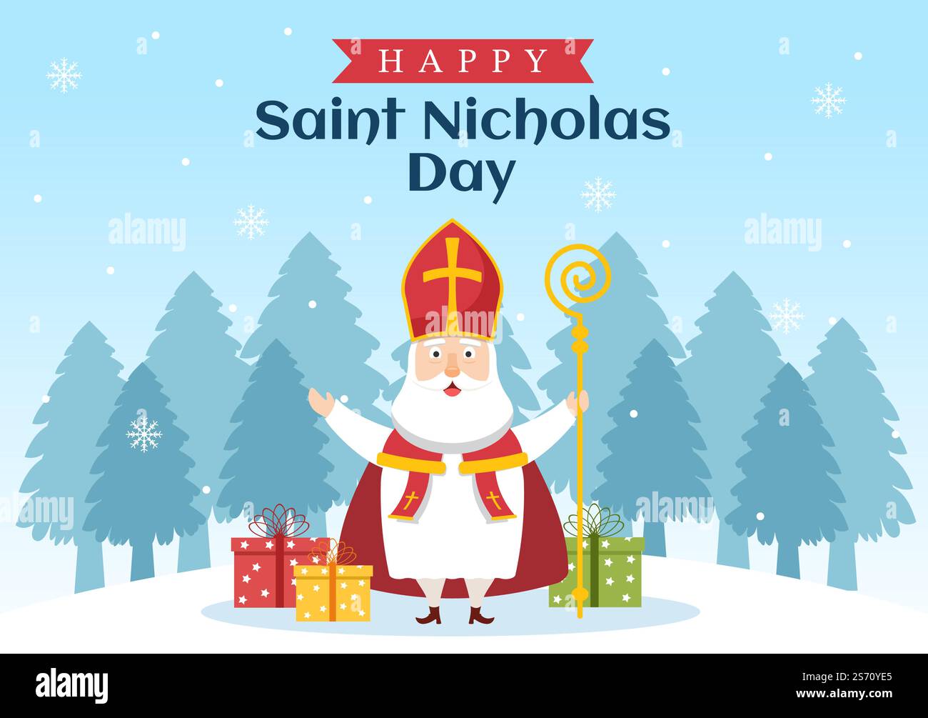 Saint Nicholas Day or Sinterklaas Celebration Template Hand Drawn ...