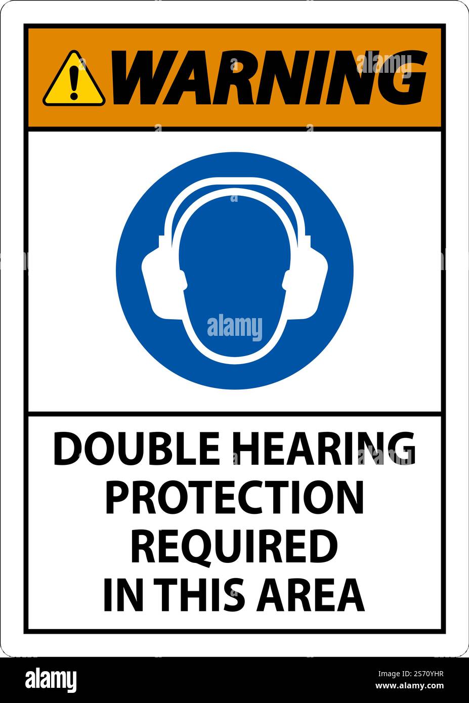 Warning Double Hearing Protection Sign On White Background Stock Vector ...