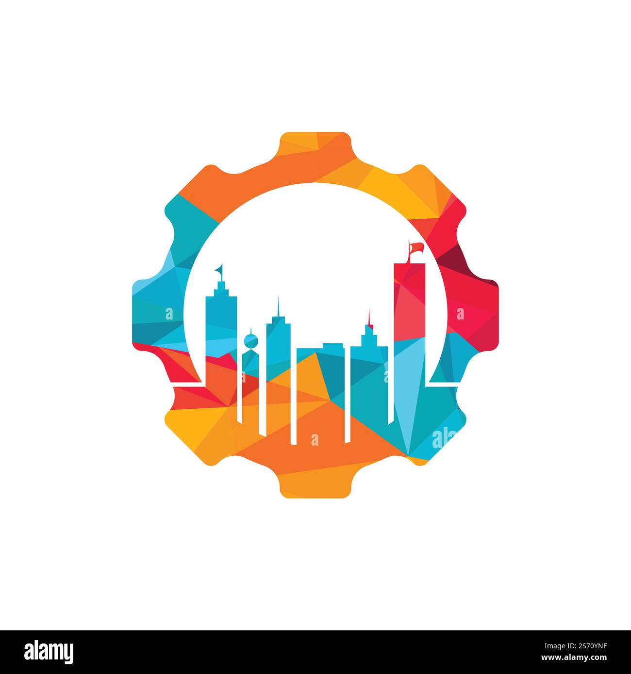 Gear building vector logo design. Building maintenance logo design ...