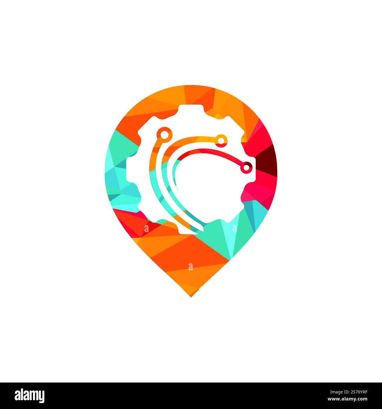 Techno gear with pin pointer vector logo design. This logo is suitable ...