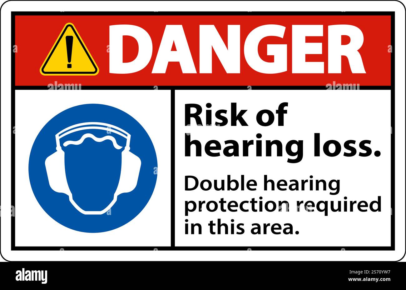 Danger Double Hearing Protection Sign On White Background Stock Vector ...