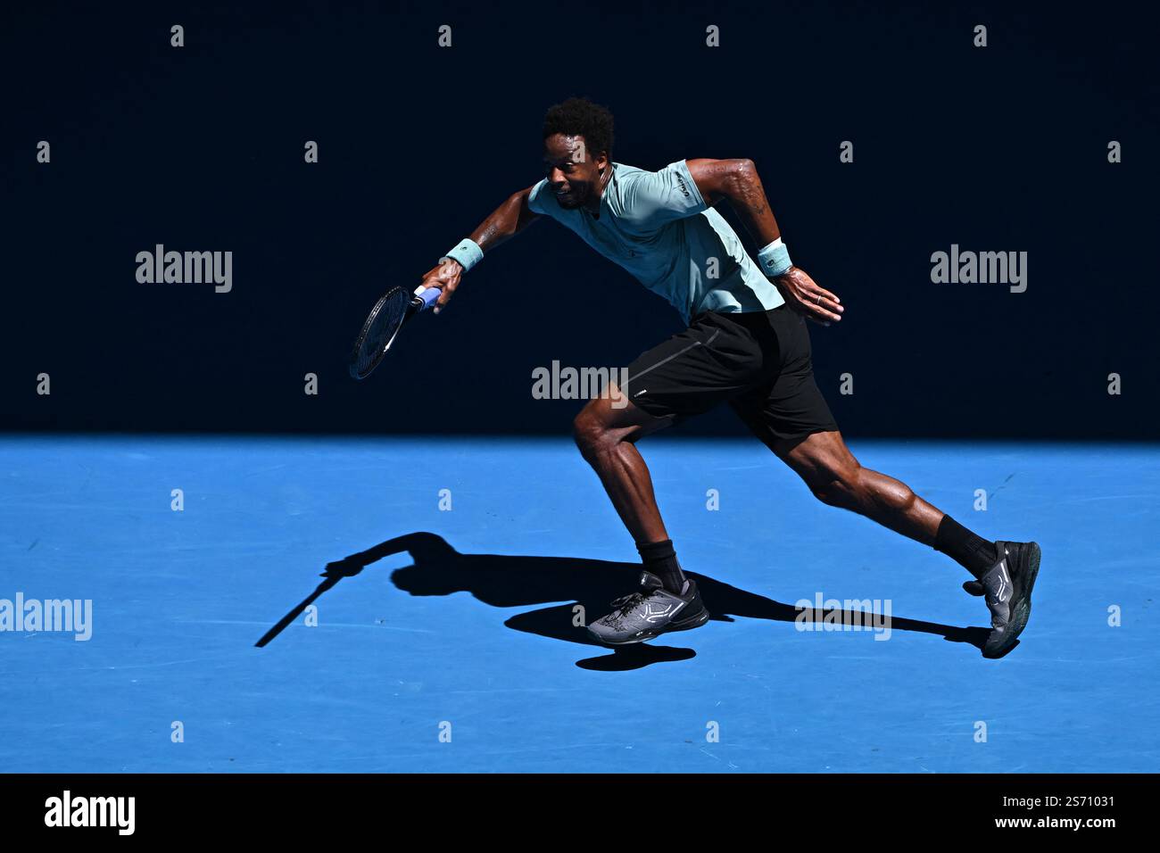 Gael Monfils (FRA) during his third round match at the 2025 Australian Open at Melbourne Park in ...
