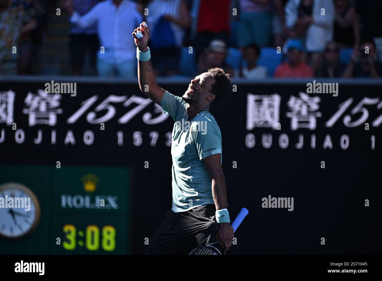 Gael Monfils (FRA) during his third round match at the 2025 Australian Open at Melbourne Park in ...
