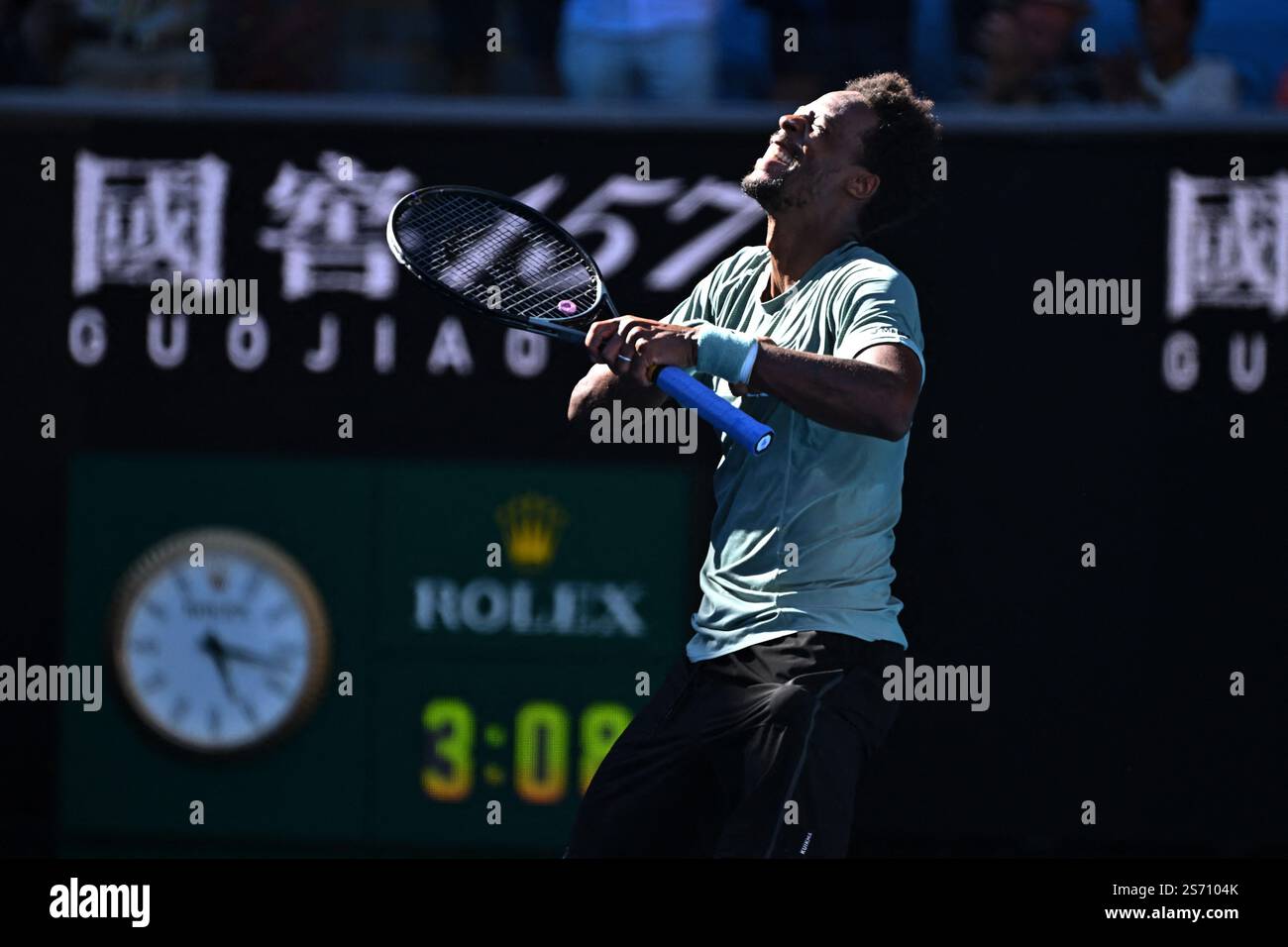 Gael Monfils (FRA) during his third round match at the 2025 Australian Open at Melbourne Park in ...