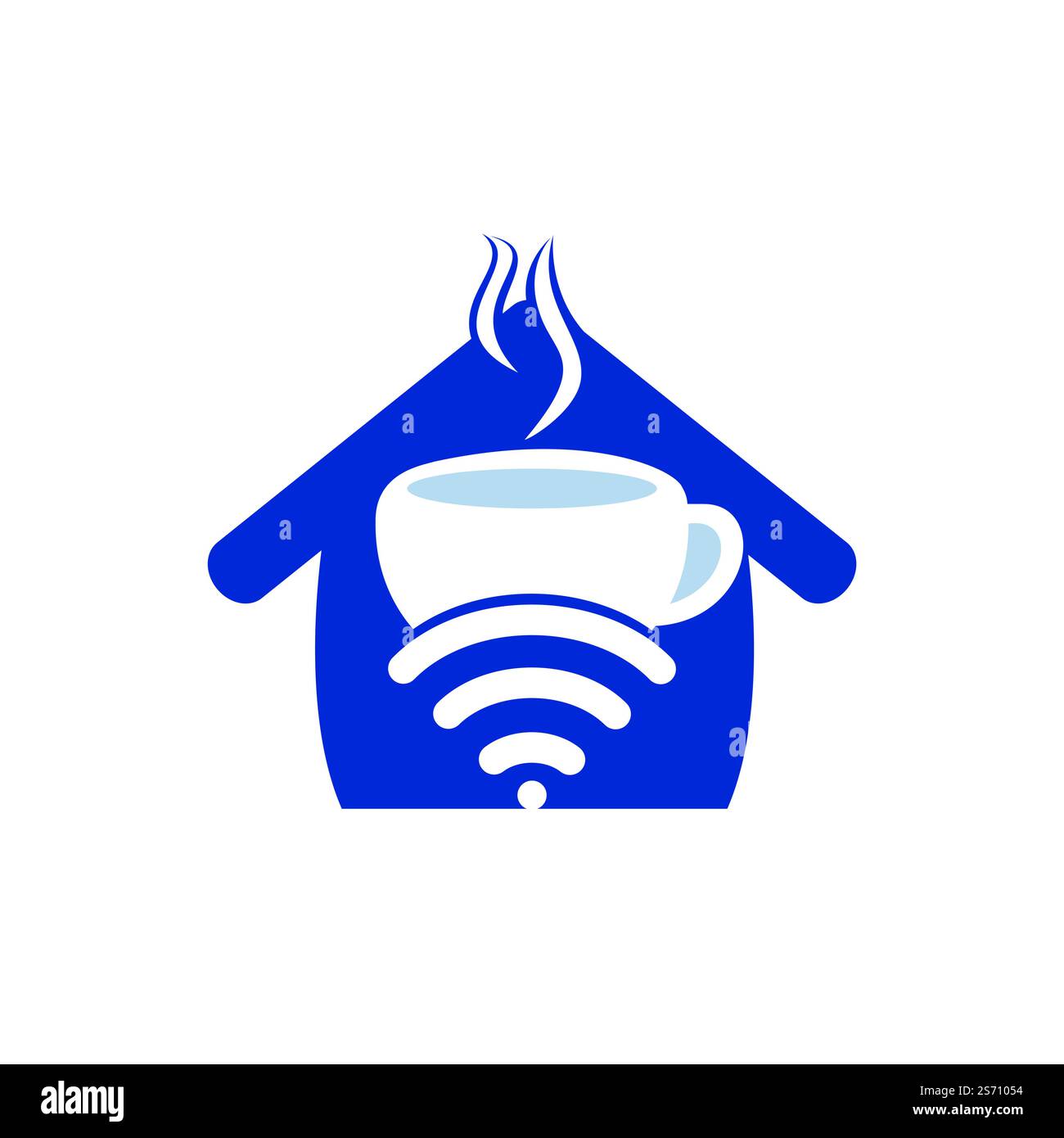 Coffee cup with WiFi and home vector icon logo. Creative logo design ...