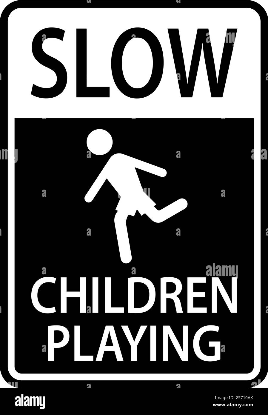 Slow Children Playing Sign On White Background Stock Vector Image & Art ...