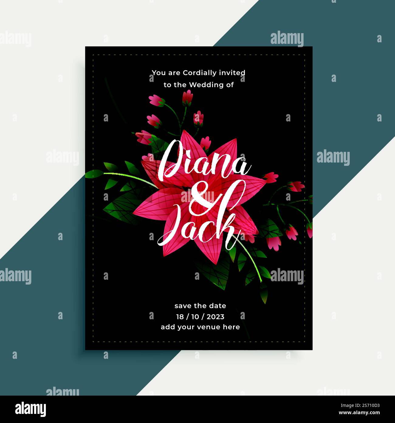 lovely flower floral wedding card design template Stock Vector Image ...