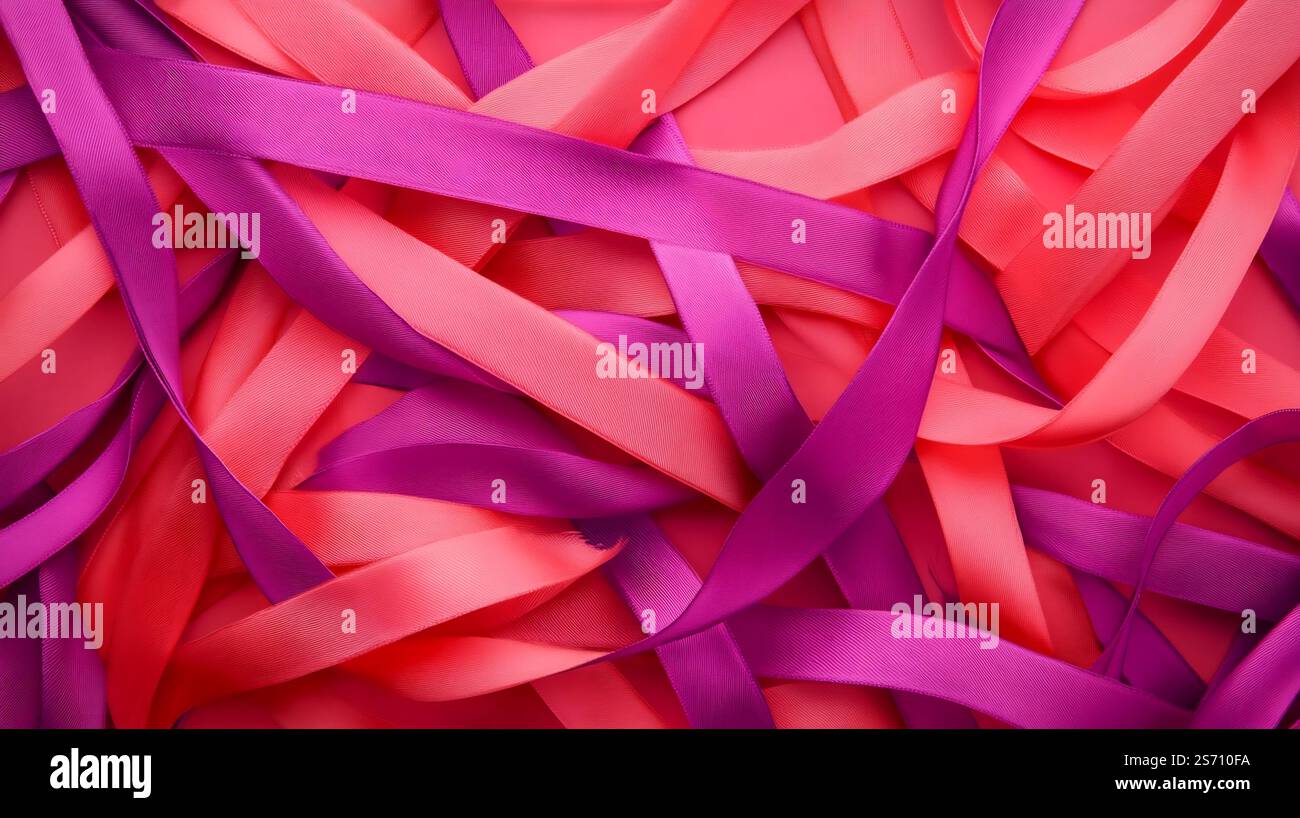Vibrant Twisted Ribbons in Shades of Pink and Purple Emphasizing ...