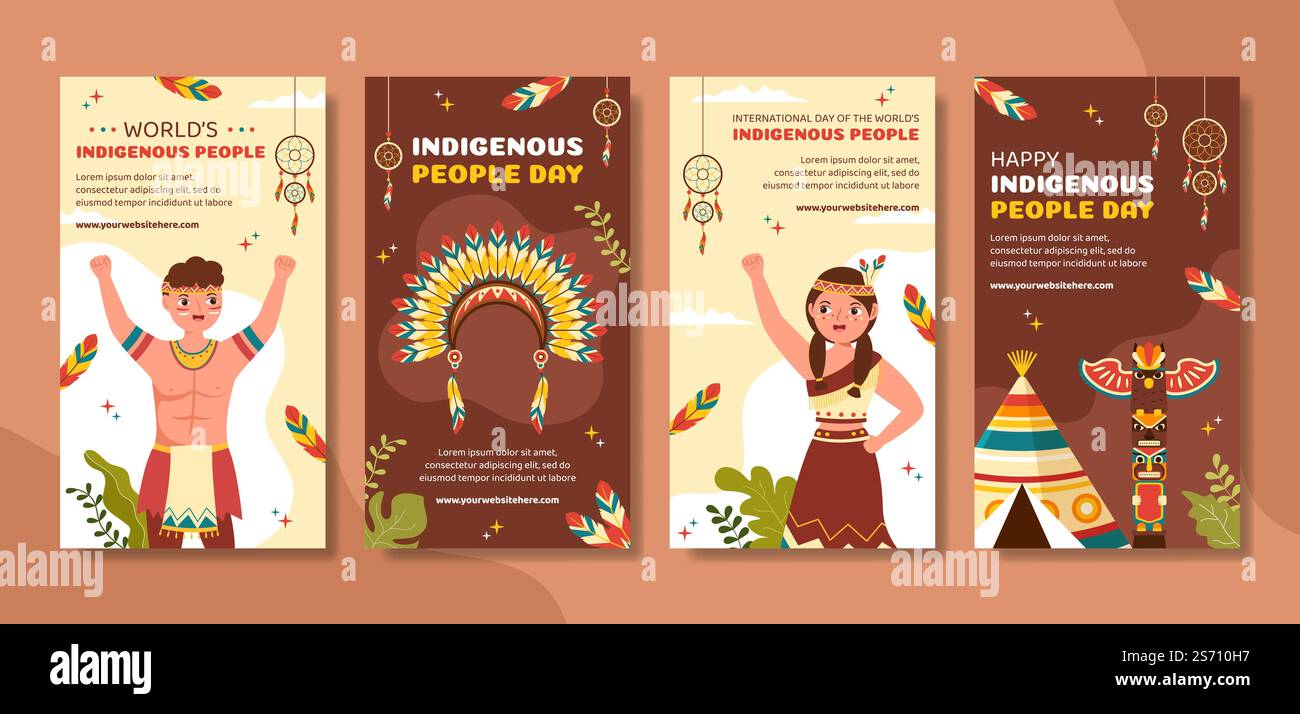 World Indigenous Peoples Day Social Media Stories Template Hand Drawn ...