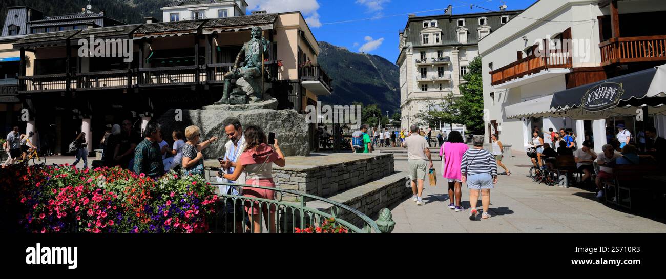 The bronze statue of Michel Gabriel Paccard, alpinist and botanist, in ...