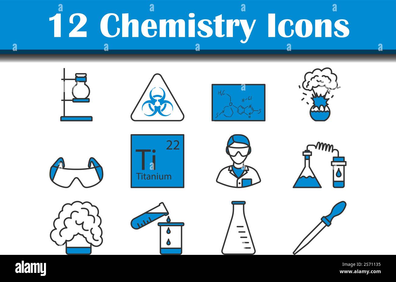 Chemistry Icon Set. Editable Bold Outline With Color Fill Design ...