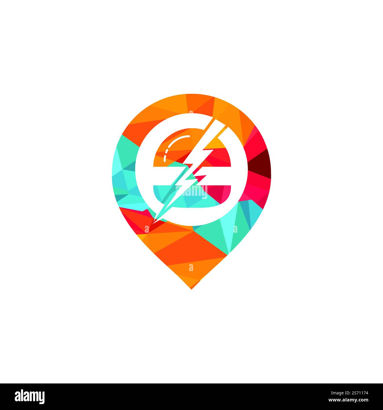 Flash burger vector logo design. Burger with thunderstorm and pin ...