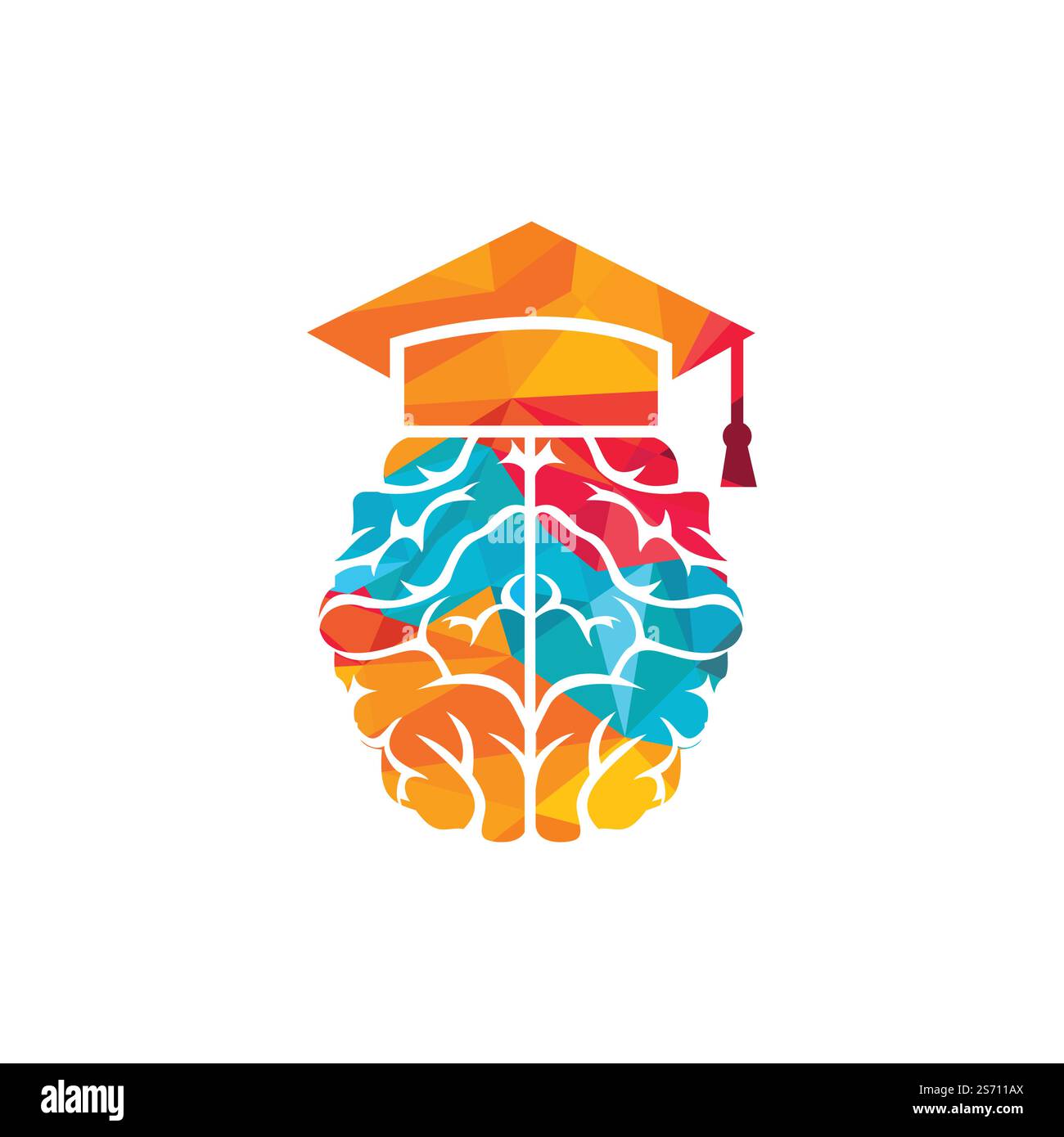 Brain and graduation cap icon design. Educational and institutional ...
