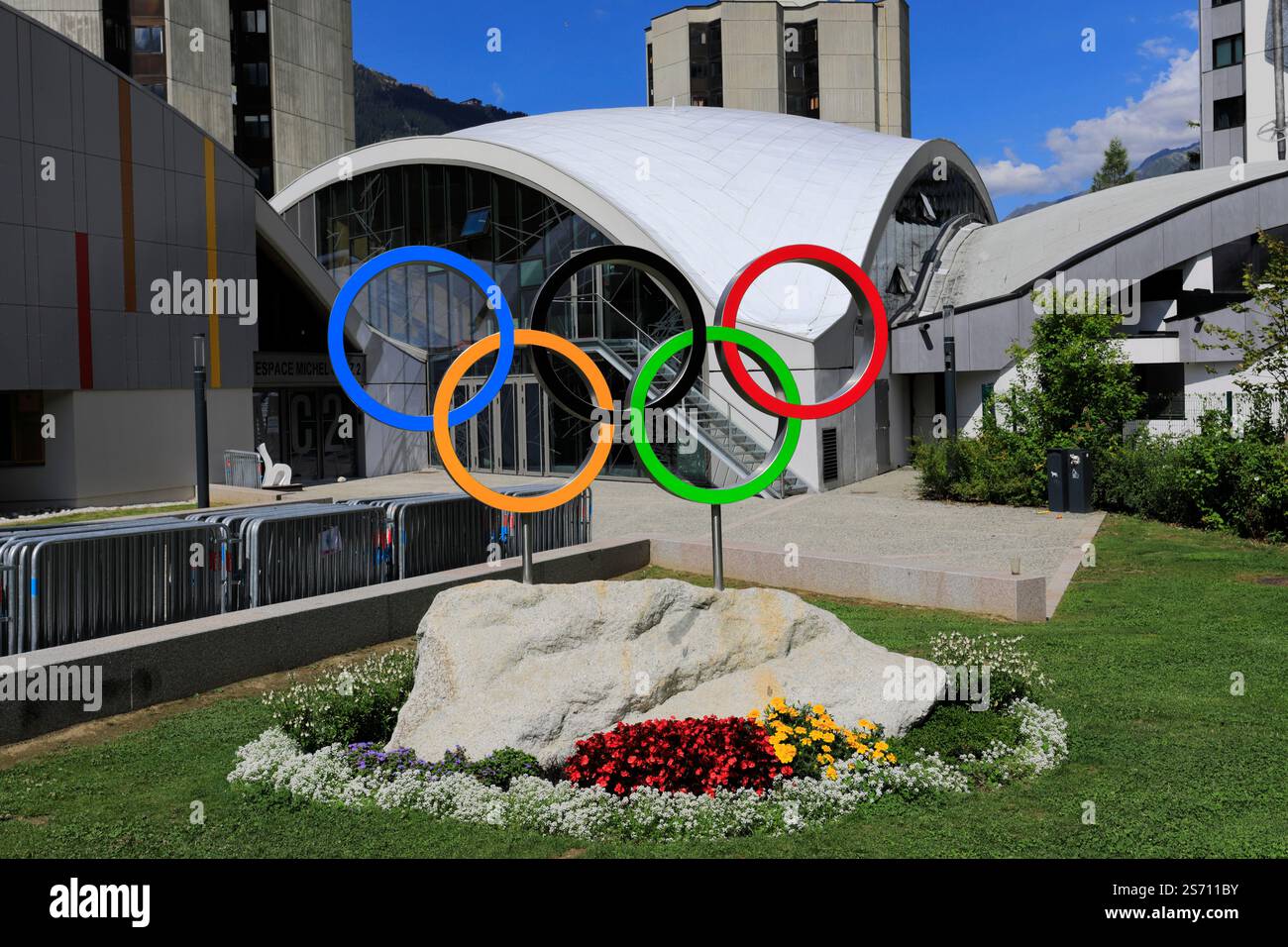 The Olympic park and stadiums in Chamonix town, Haute-Savoie, French ...