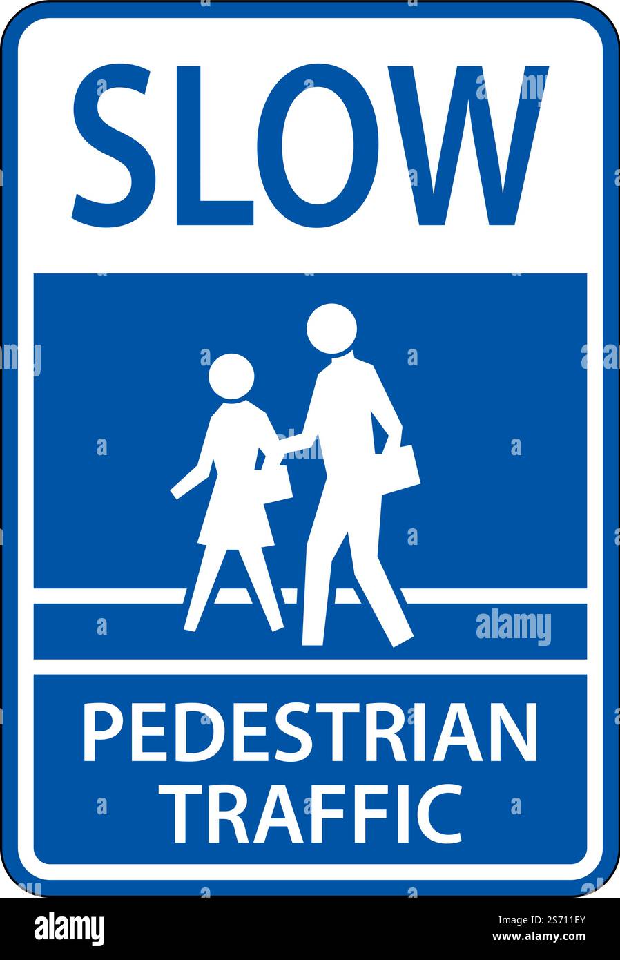 Slow Pedestrian Crossing Sign On White Background Stock Vector Image ...