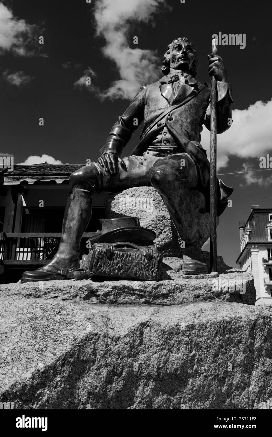 The bronze statue of Michel Gabriel Paccard, alpinist and botanist, in ...
