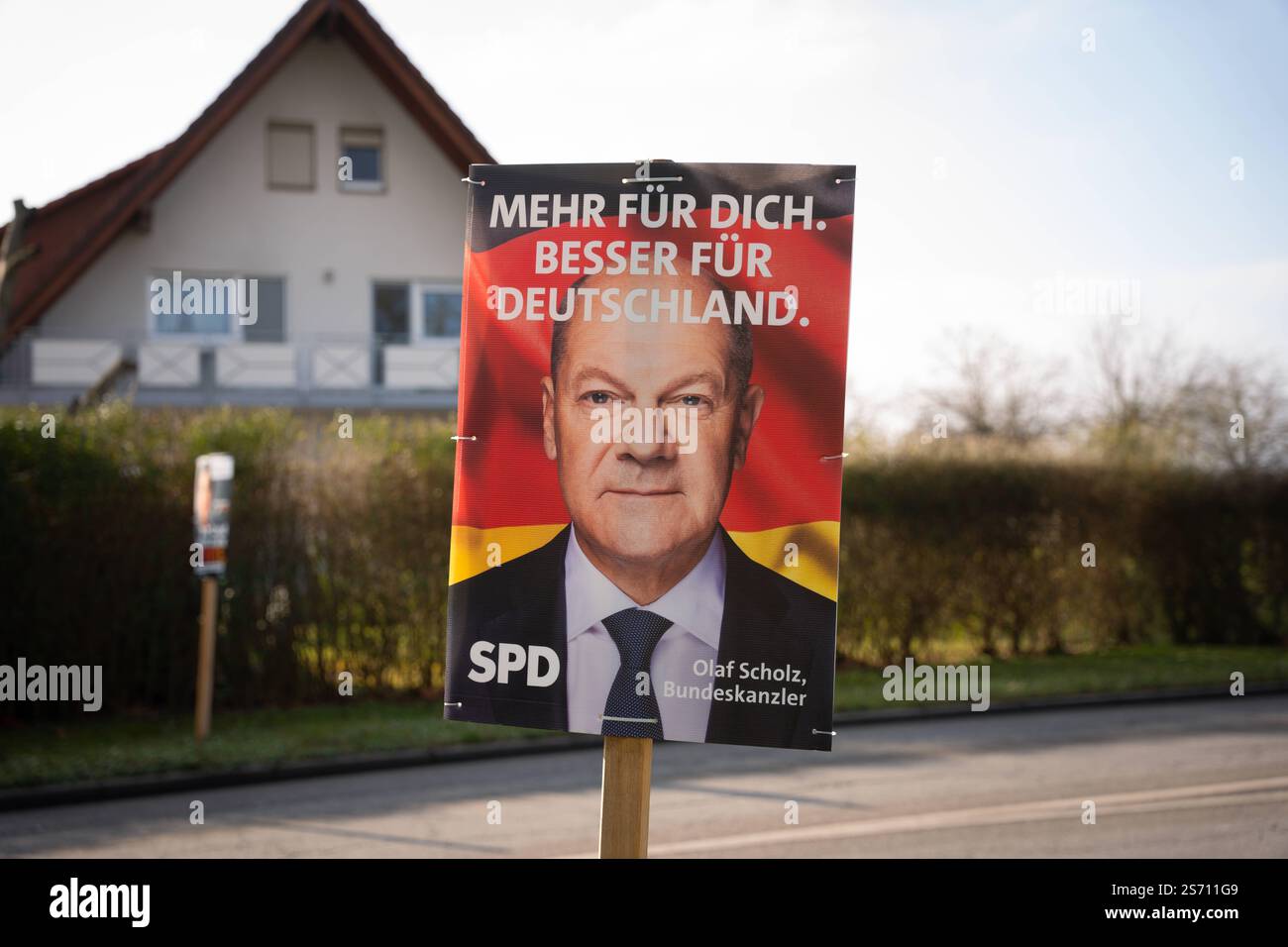 Wahlplakat, Olaf Scholz, SPD, Deutschlandflagge, Bundeskanzler, Slogan ...