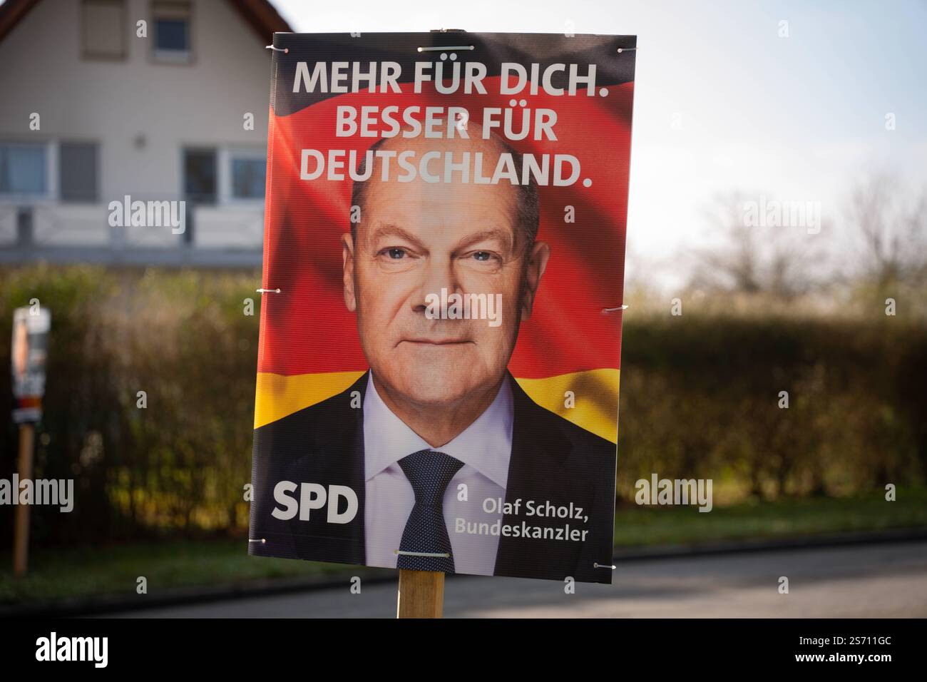 Wahlplakat, Olaf Scholz, SPD, Deutschlandflagge, Bundeskanzler, Slogan ...