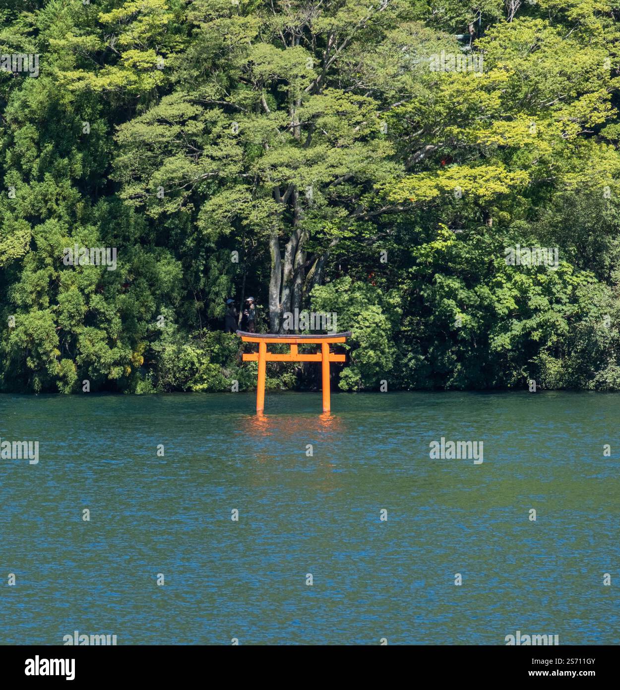 A red gate of peace in Hakone-jinja shrine in Ashinoko Lake, Kanagawa ...