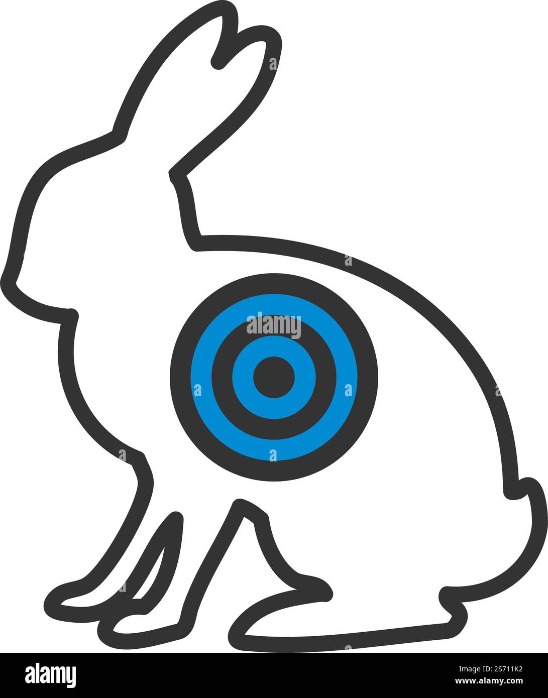 Icon Of Hare Silhouette With Target. Editable Bold Outline With Color ...