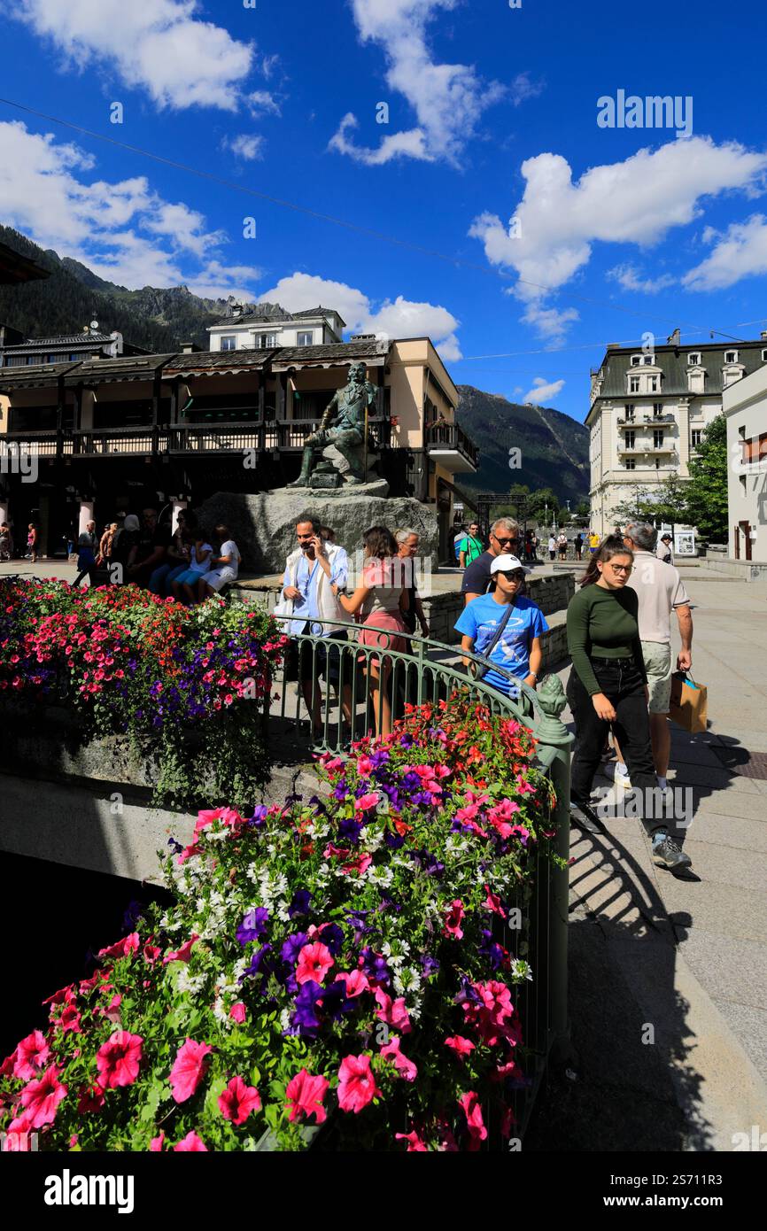 The bronze statue of Michel Gabriel Paccard, alpinist and botanist, in ...
