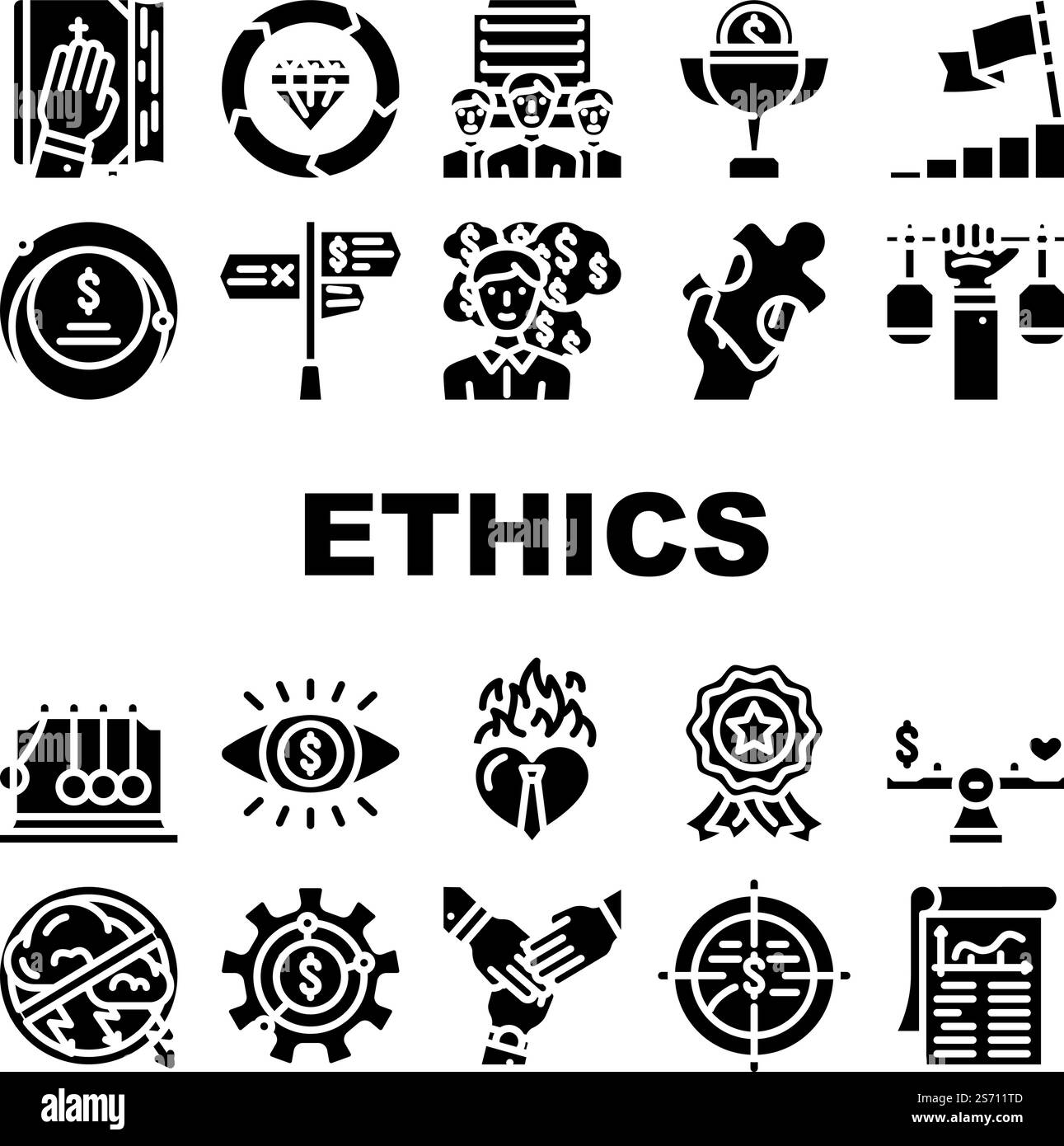 Business corporate ethics company icons set vector integrity trust hi ...