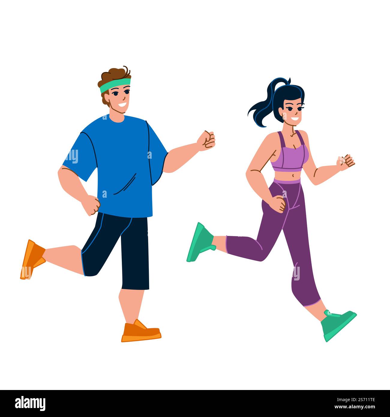 couple jogging vector. man woman sport, healthy lifestyle, exercise ...