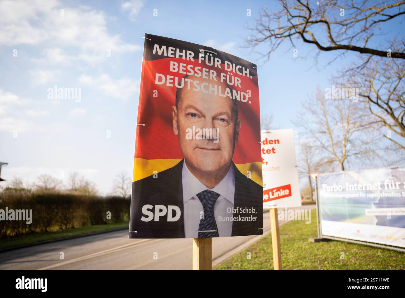 Wahlplakat, Olaf Scholz, SPD, Deutschlandflagge, Bundeskanzler, Slogan ...