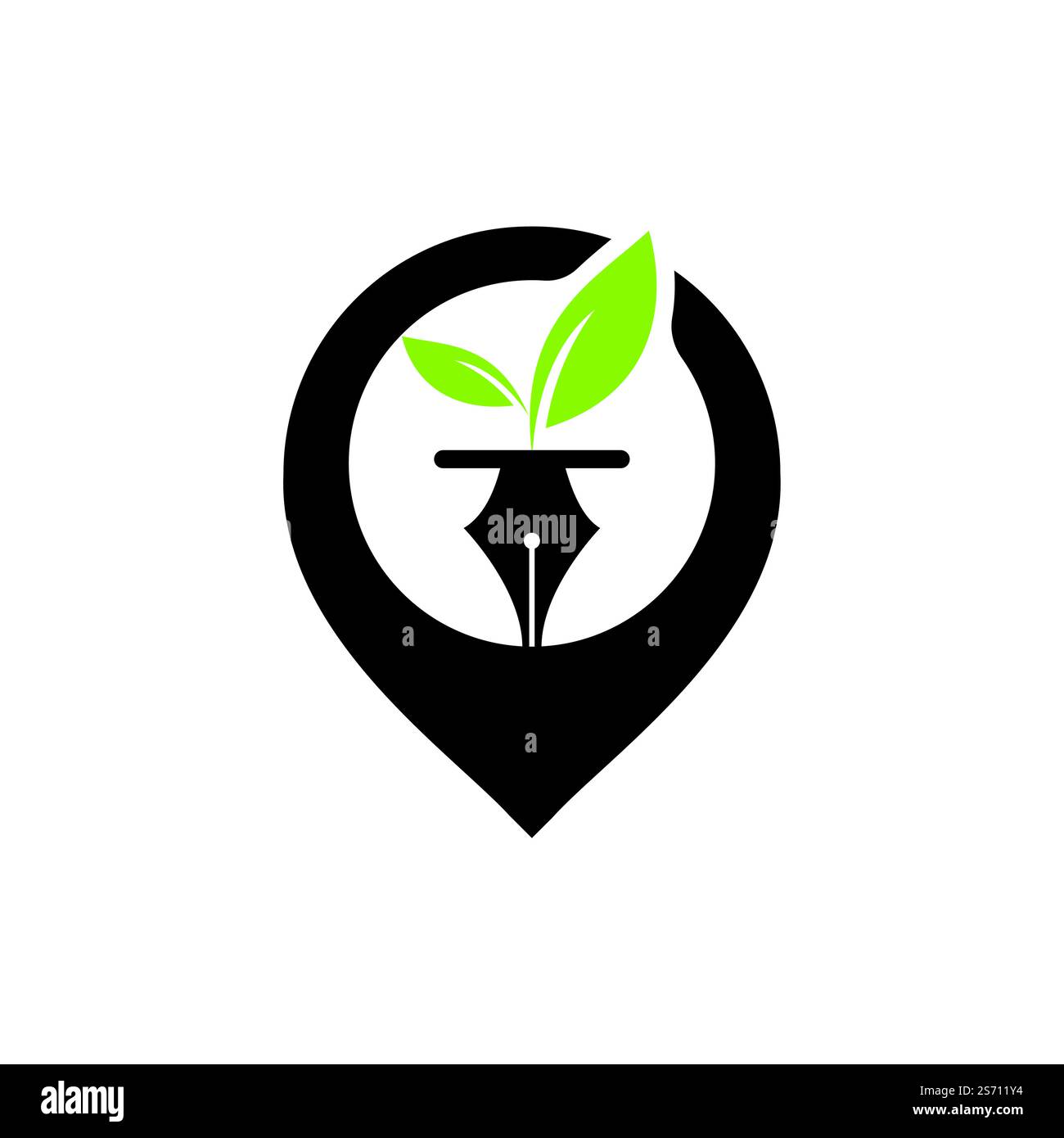 Leaf and pen logo design. Education and writer community Logo. Pin with ...