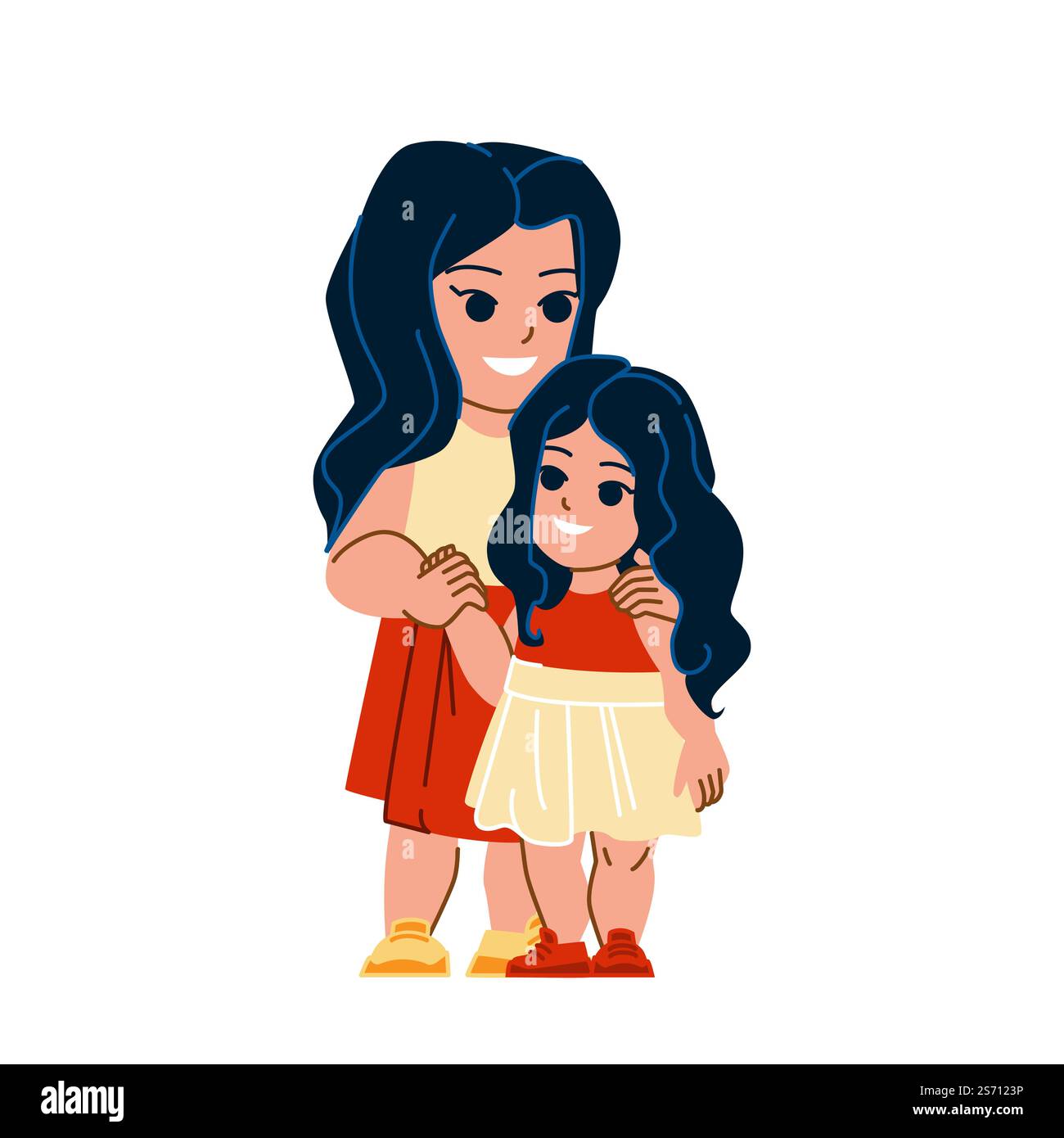 girl sister vector. happy young family, woman love, fun lifestyle ...