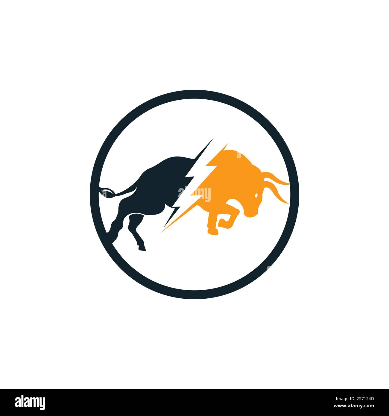 Bull with thunder logo design. Flash electric energy in bull Stock ...