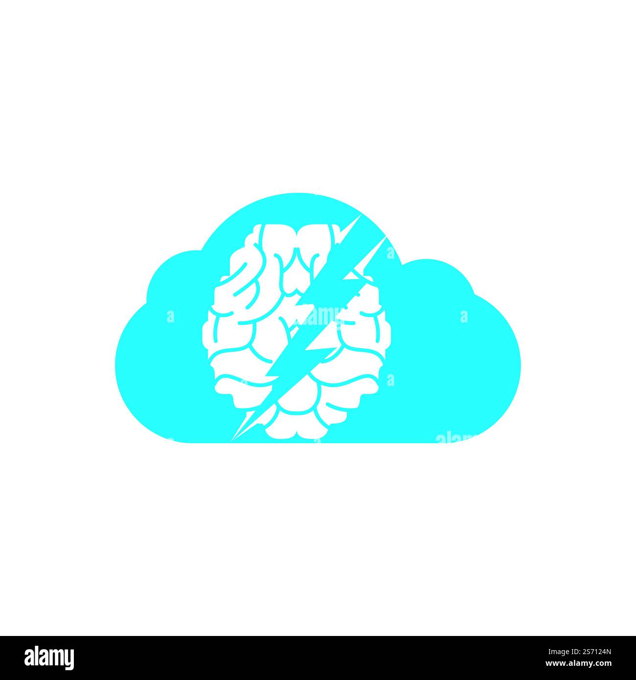 Thunder brain vector logo design. Brain with thunder and cloud logo icon Stock Vector Image ...