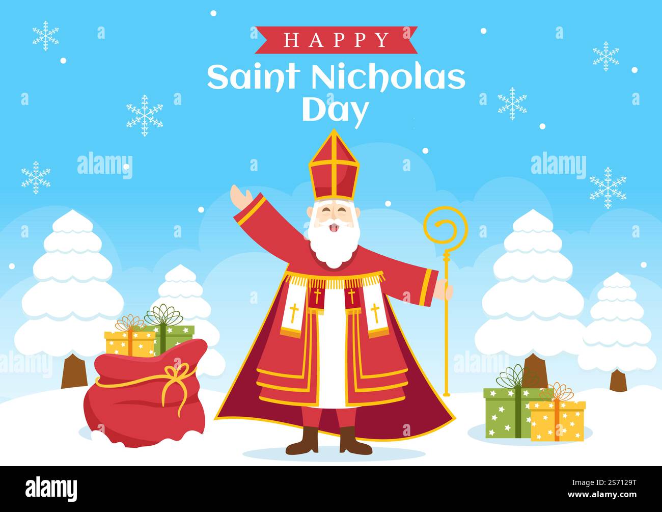 Saint Nicholas Day or Sinterklaas Celebration Template Hand Drawn ...