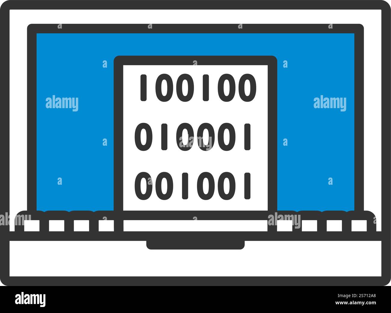 Laptop With Binary Code Icon. Editable Bold Outline With Color Fill Design. Vector Illustration ...