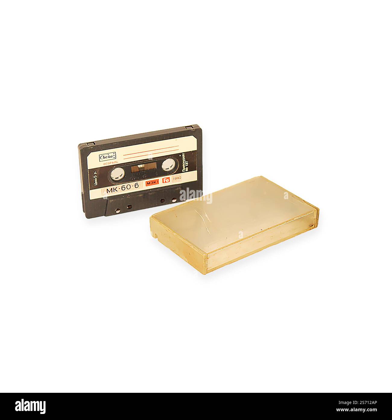 A Retro Vintage Audio Cassette Tape with a Compatible Storage Case for ...
