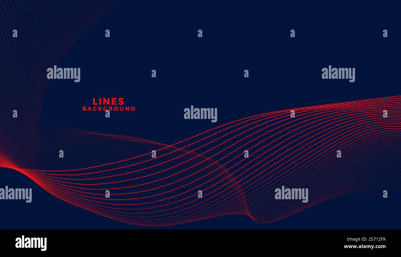 dark background with red flowing wavy lines design Stock Vector Image ...